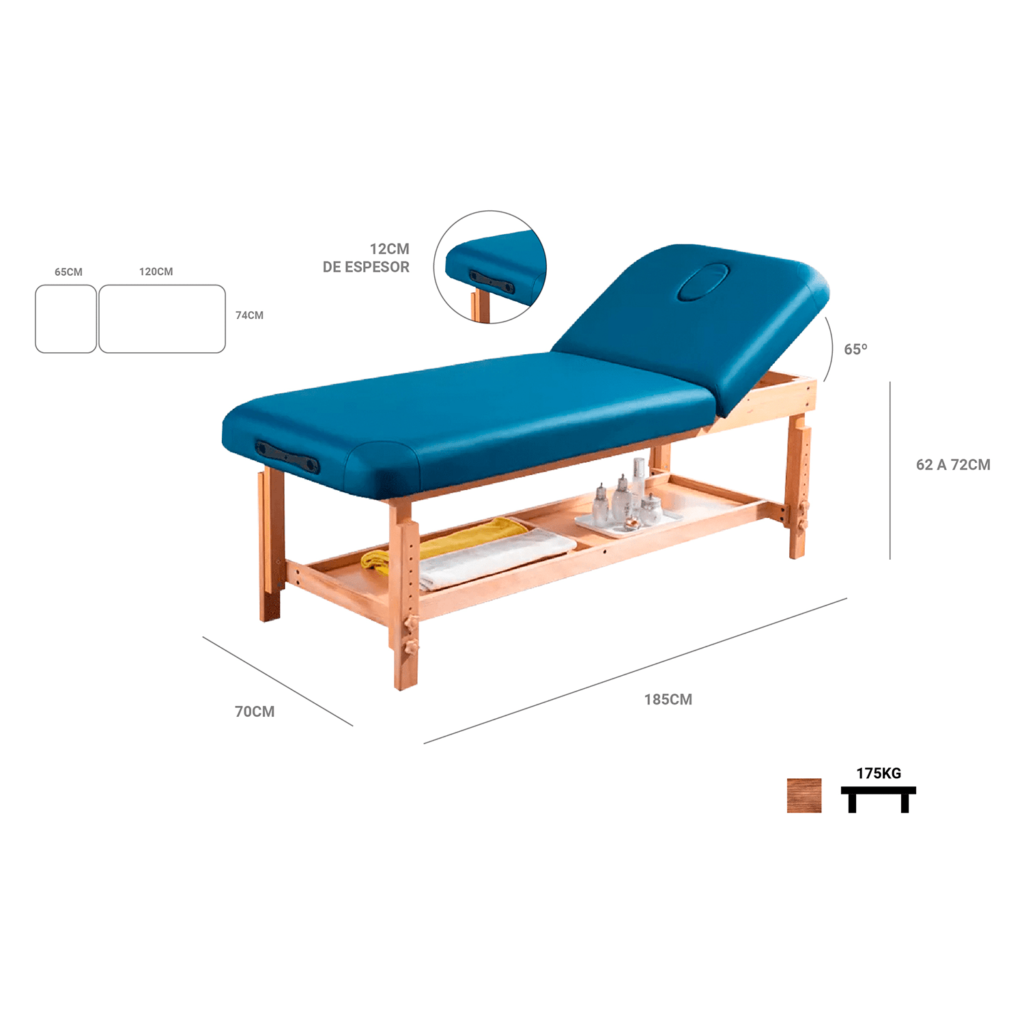 Camilla Fija de Madera 2 Secciones Azul Marino - HM Medical